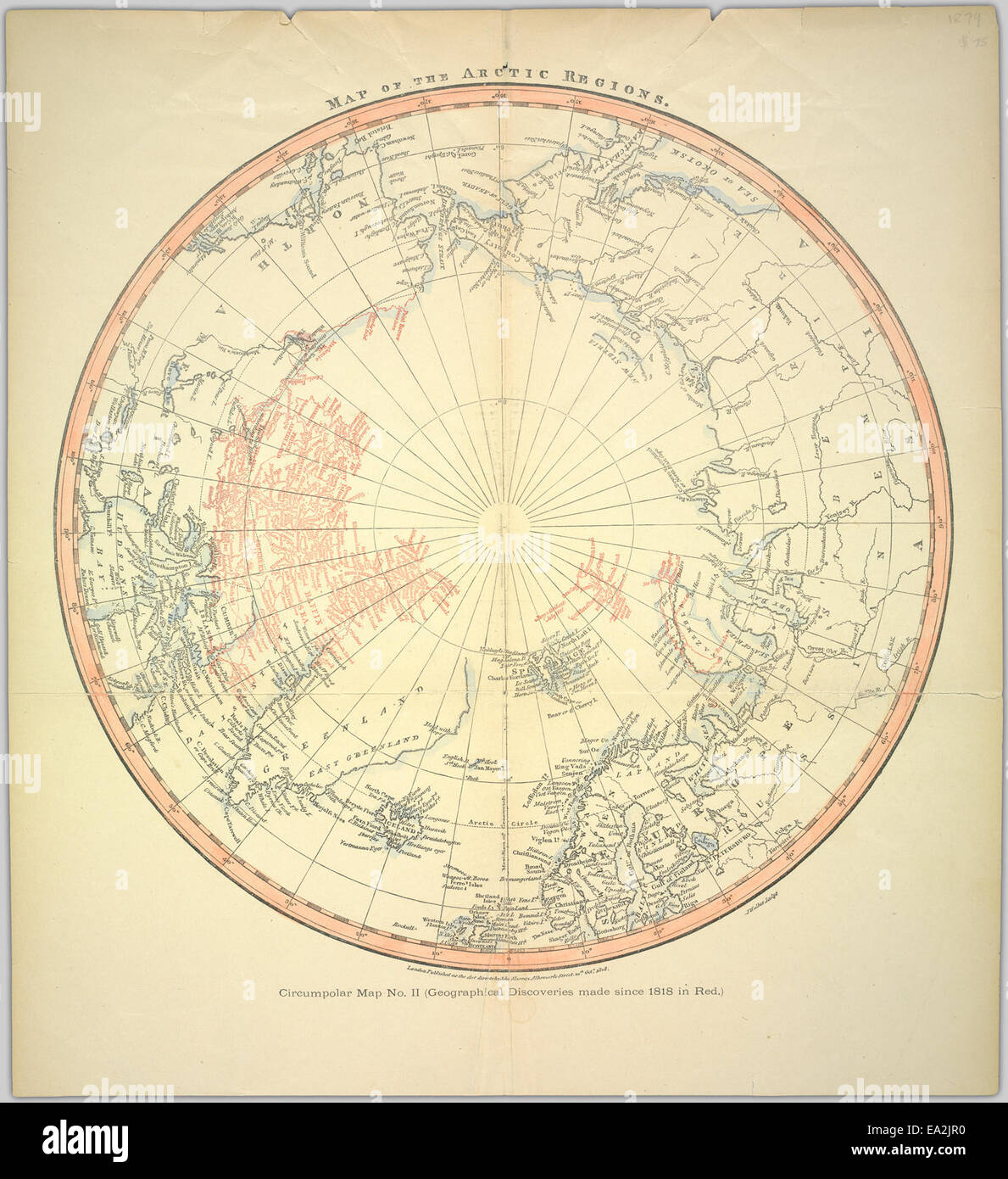 This historical map showcases the Arctic regions, highlighting the ...