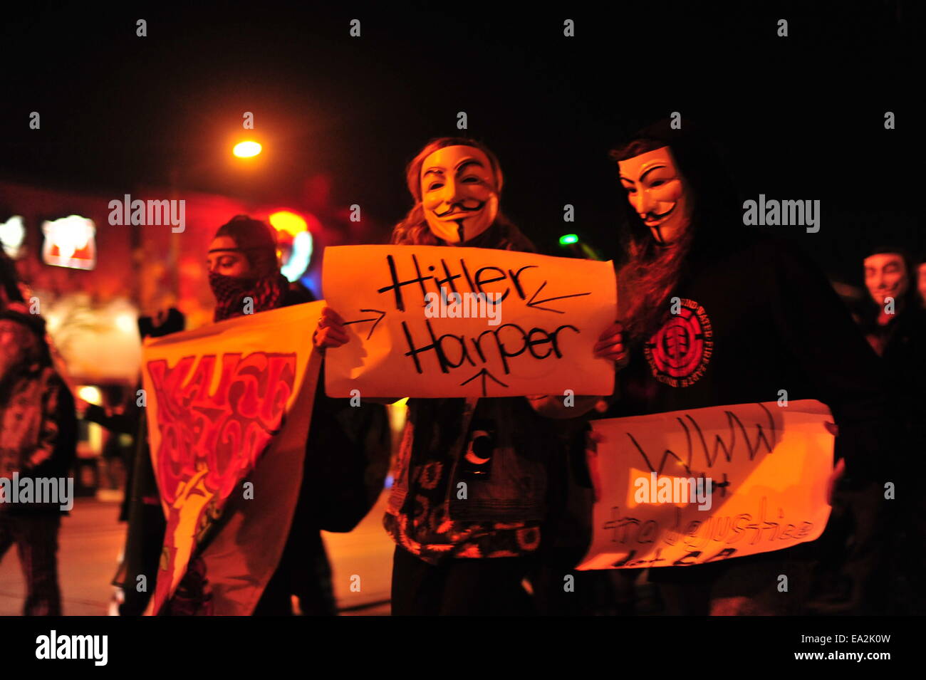 London, Ontario, Canada. 5th November, 2014. Protesters aligned with ...