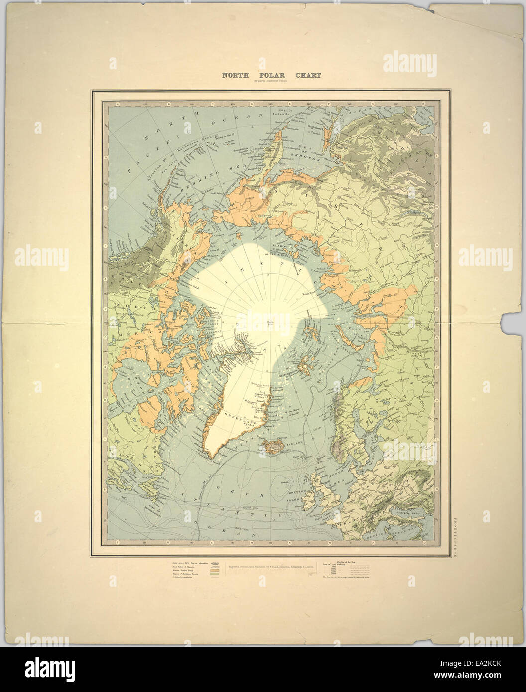 This is a geographical chart of the North Pole region, depicting its ...