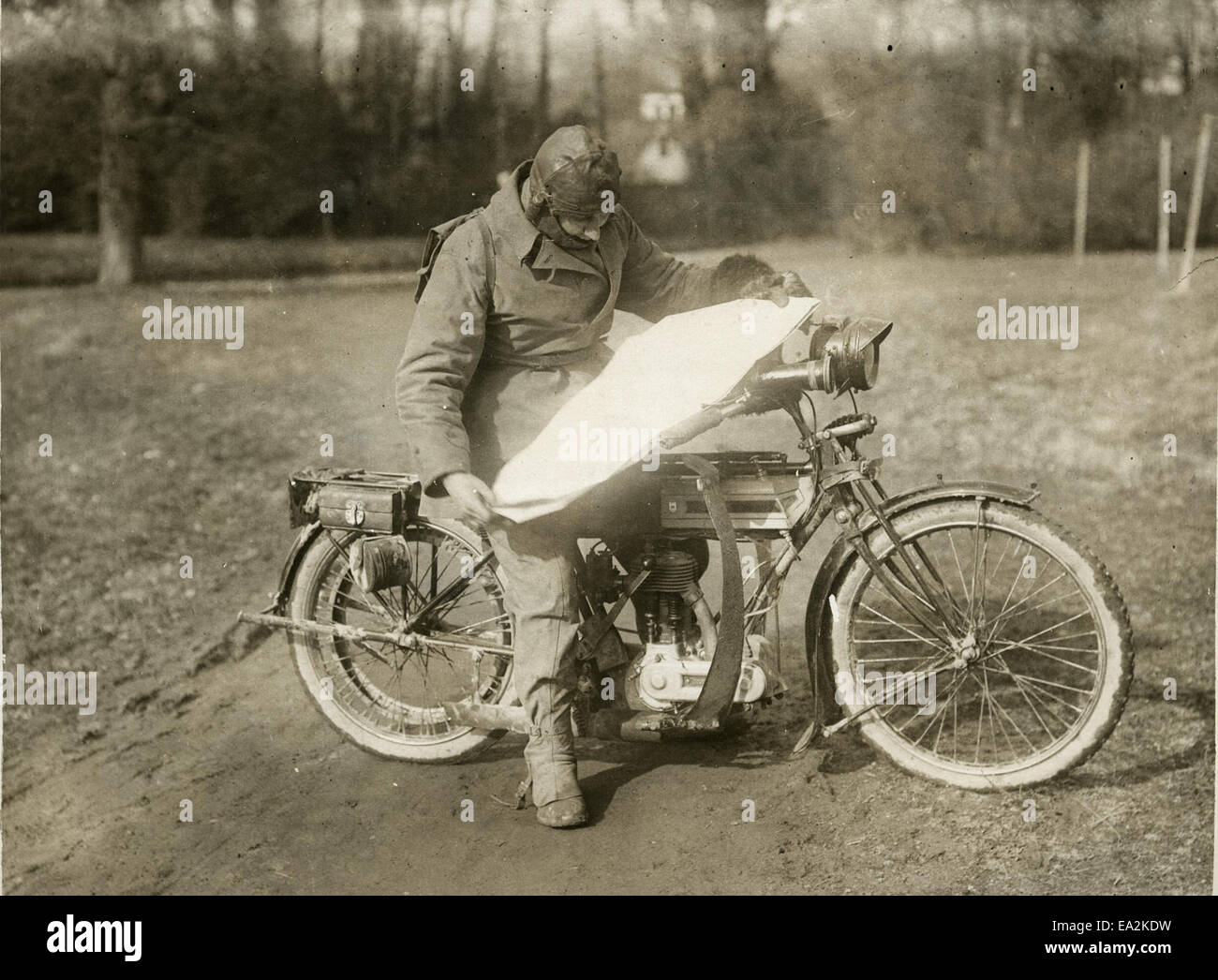 This photograph depicts a British dispatch rider during World War I ...