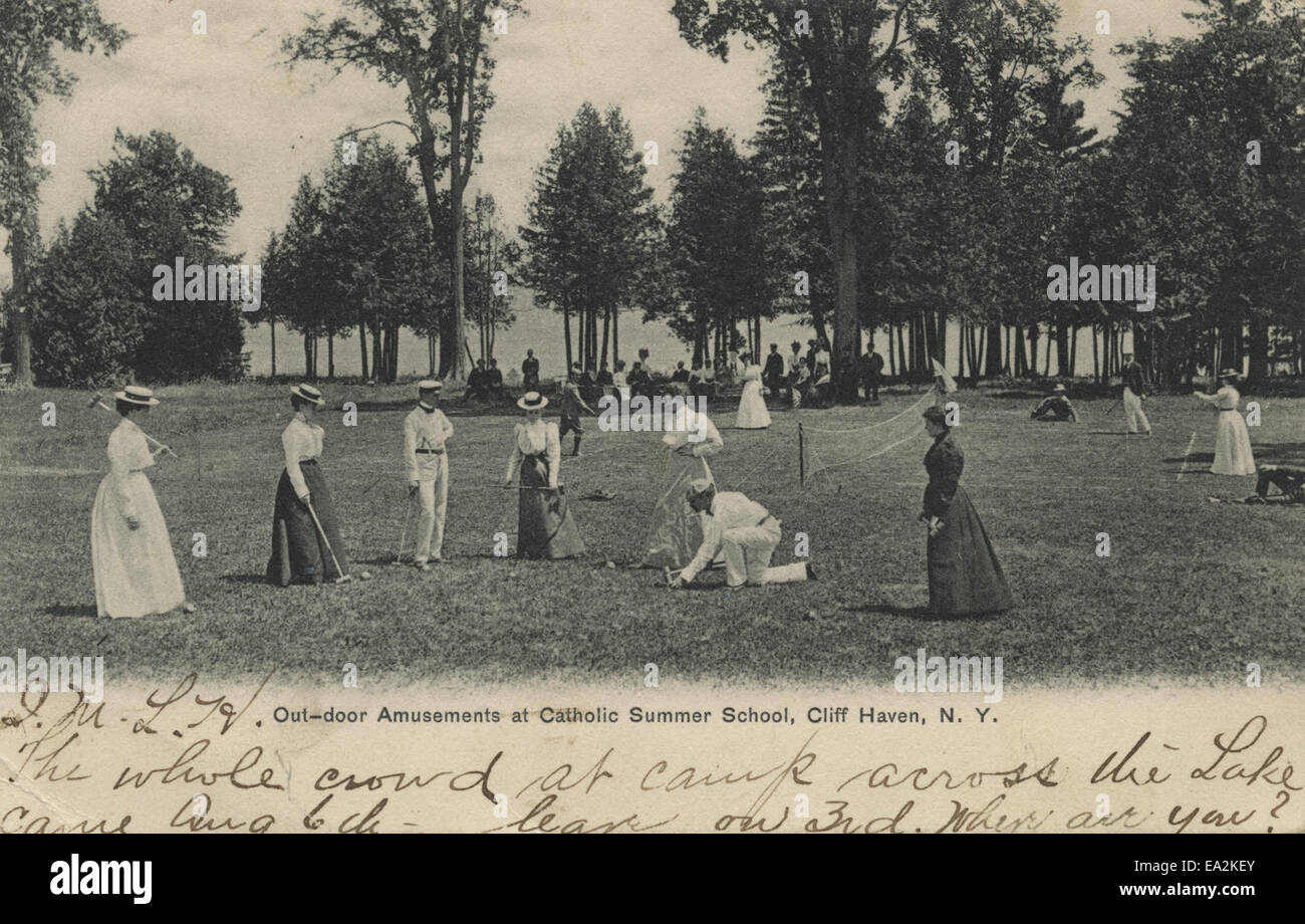 A historical photograph capturing various outdoor amusements ...