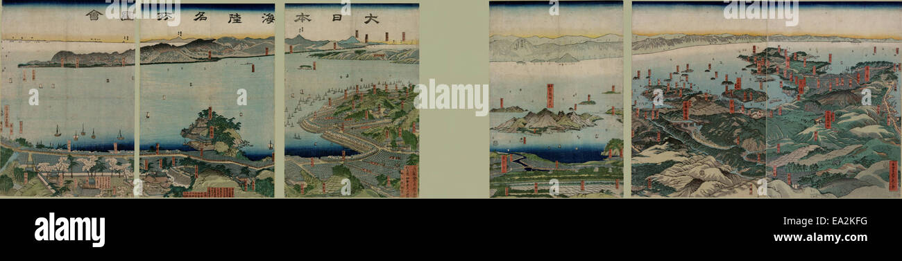 A panoramic view showcasing notable landscapes and seascapes of Japan ...