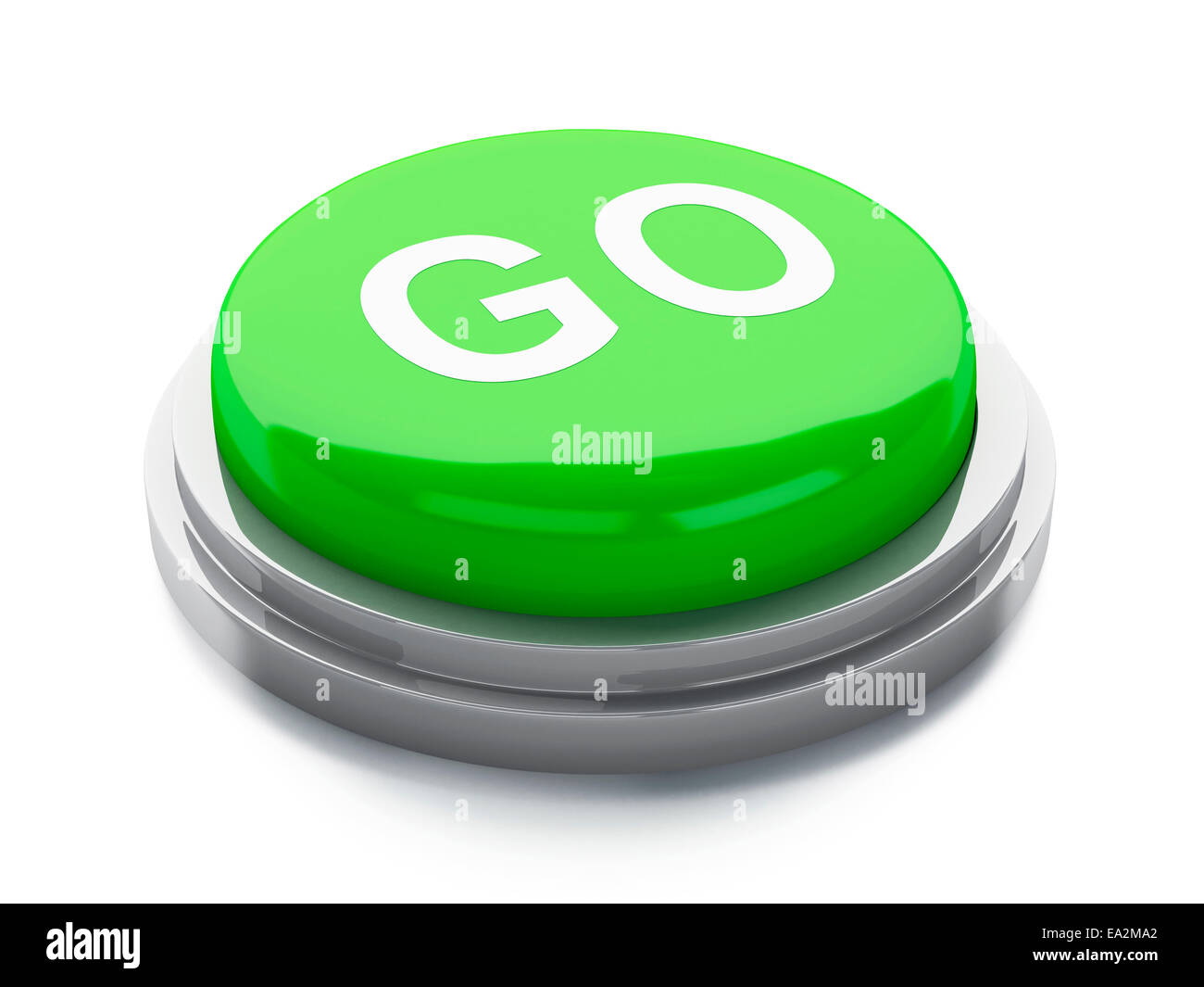 image of green go button. 3d illustration on white background Stock ...