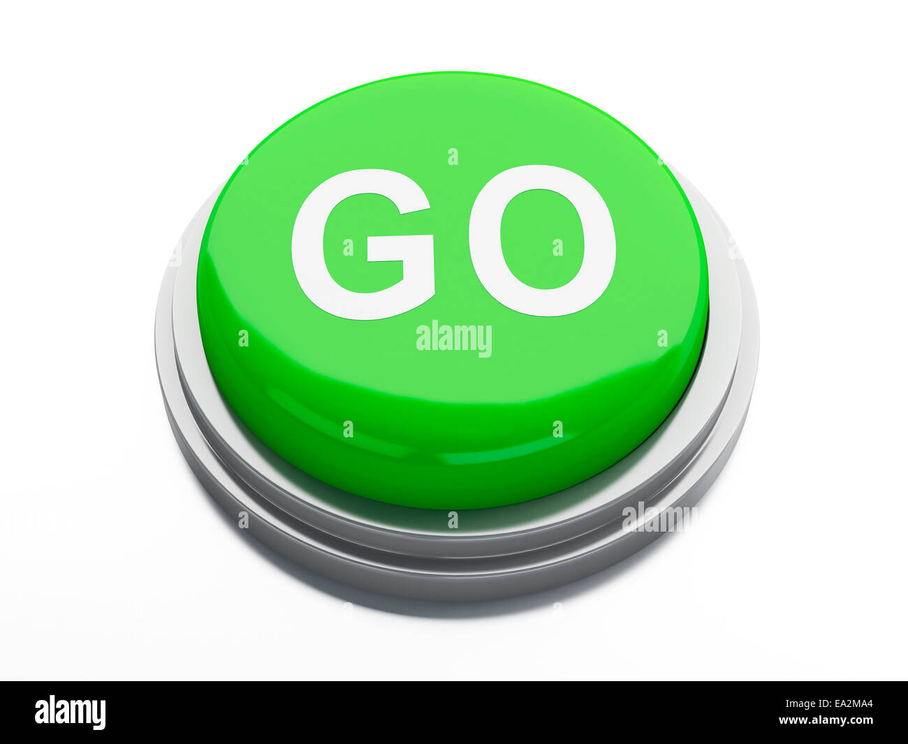 image of green go button. 3d illustration on white background Stock ...