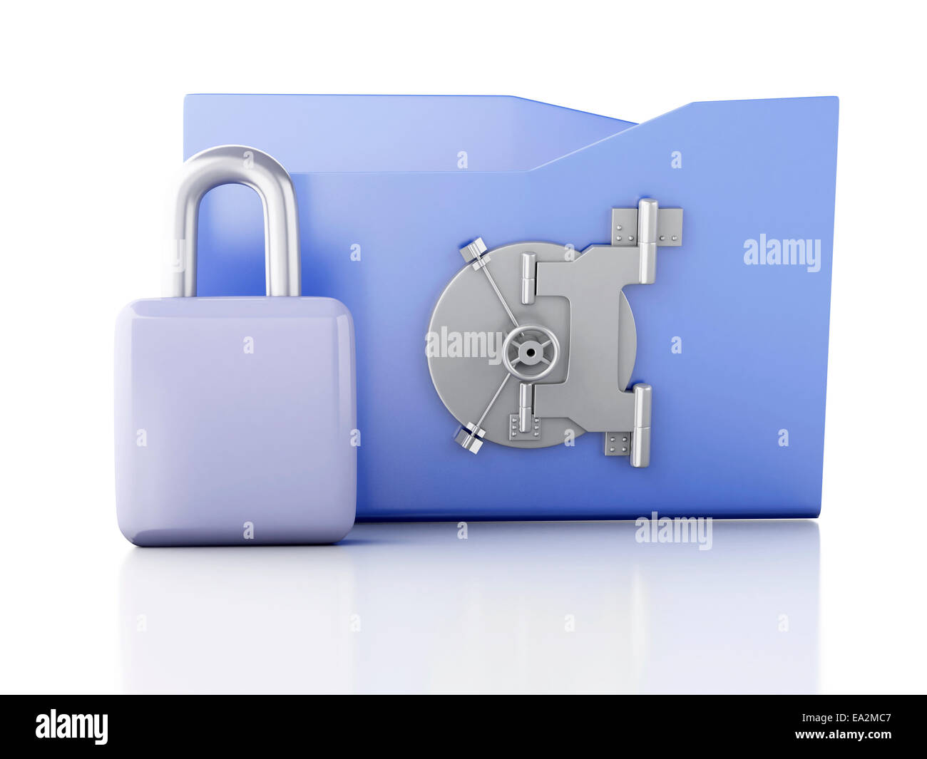 image of blue folder and lock. Data security concept. 3d illustration ...