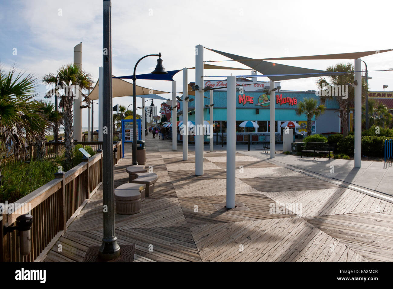 Boardwalk long the Atlantic Ocean in downtown Myrtle Beach, South ...