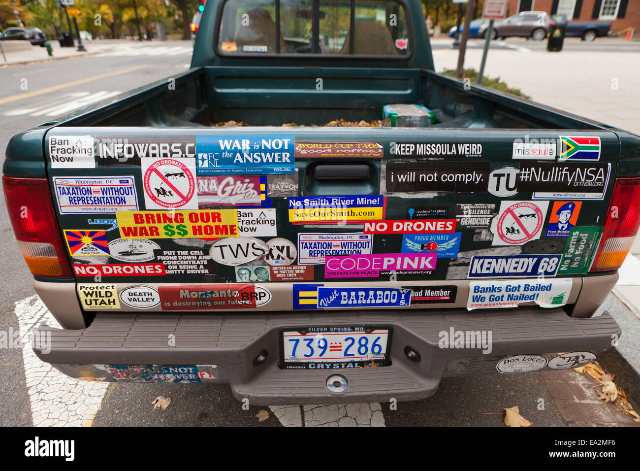 Environmental activist's car bumper stickers - USA Stock Photo - Alamy