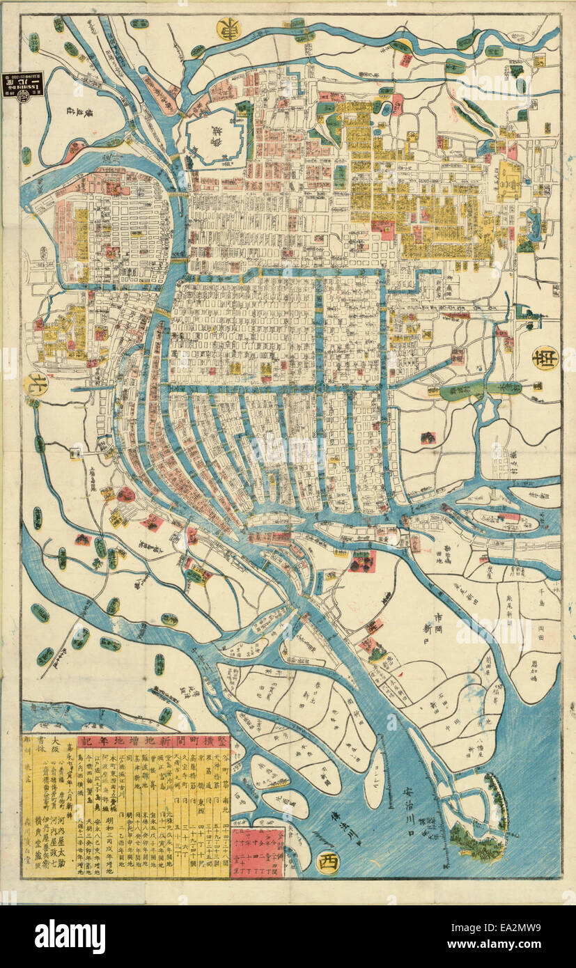 This scaled plan of Osaka, revised during the Kaei period (1848–1854 ...