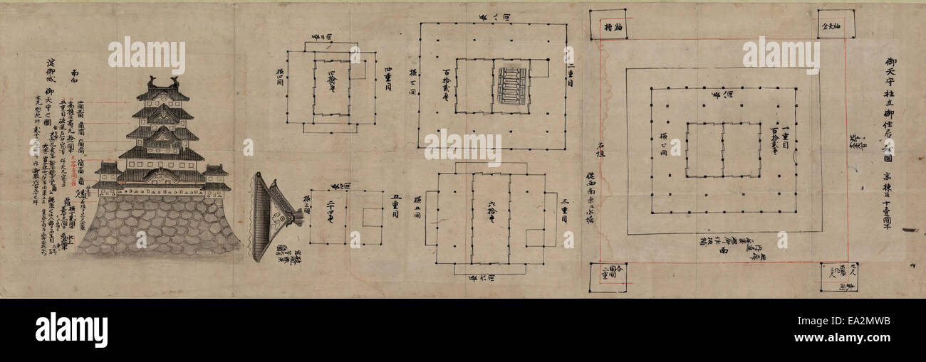 Secret plan of the rooms in yodo castle tower hi-res stock photography ...