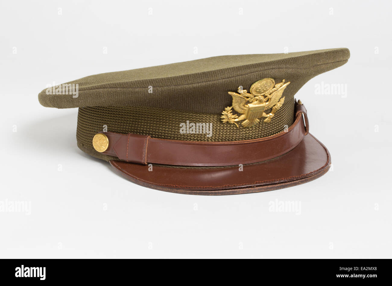 An olive drab officer's hat worn by an American officer of the United ...