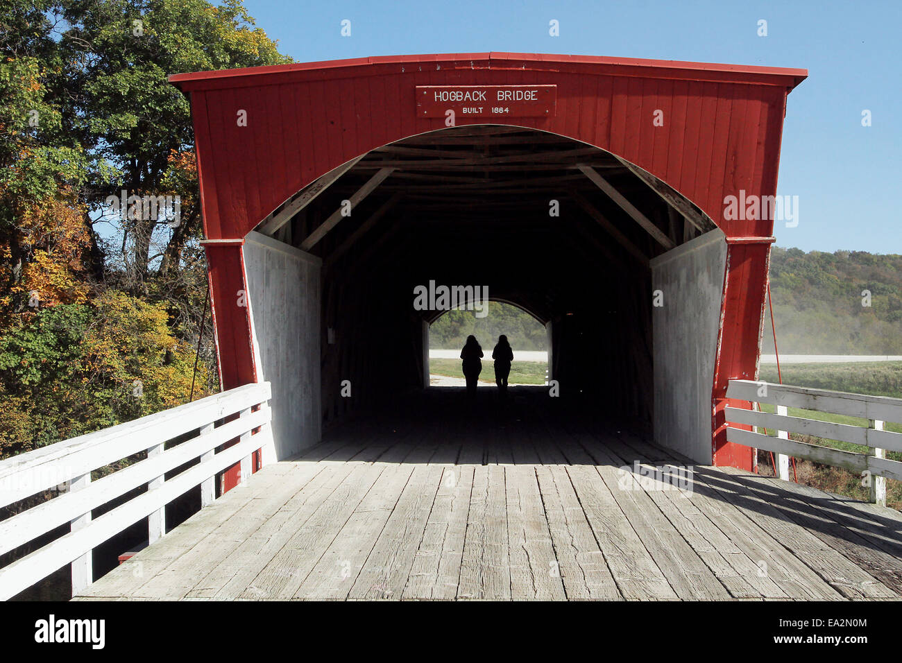 Winterset, IOWA, USA. 11th Oct, 2014. The Hogback Bridge is the ...