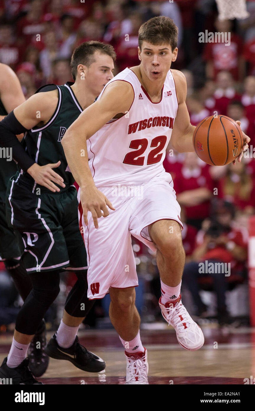 November 5, 2014: Wisconsin Badgers forward Ethan Happ #22 leads the ...