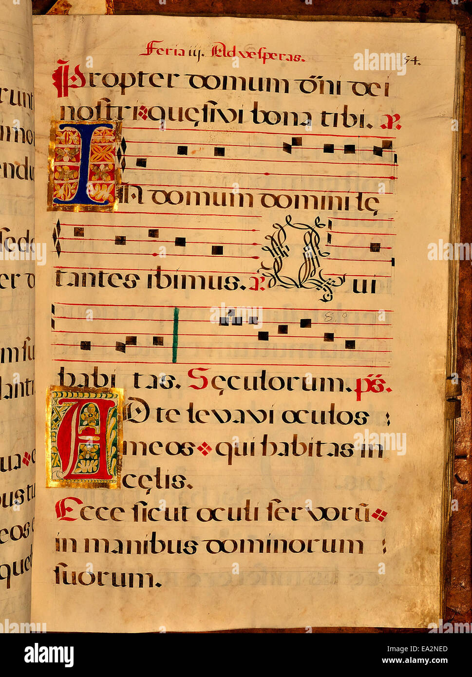 Page 114 from a Spanish Chant Manuscript, featuring musical notations ...