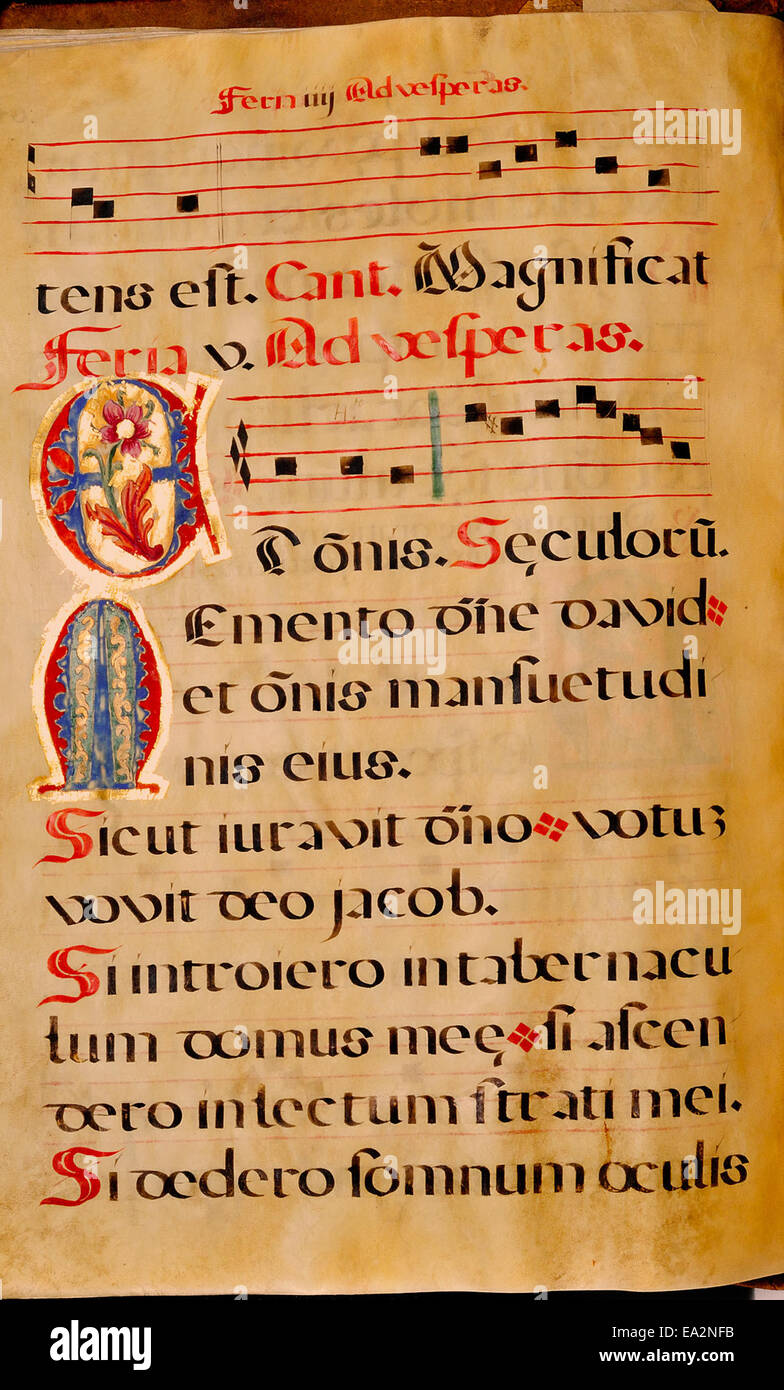 Page 135 of a Spanish Chant manuscript displays medieval musical ...