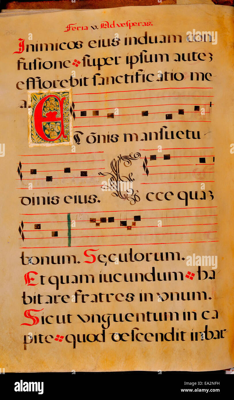 This page from a Spanish chant manuscript includes Latin musical ...