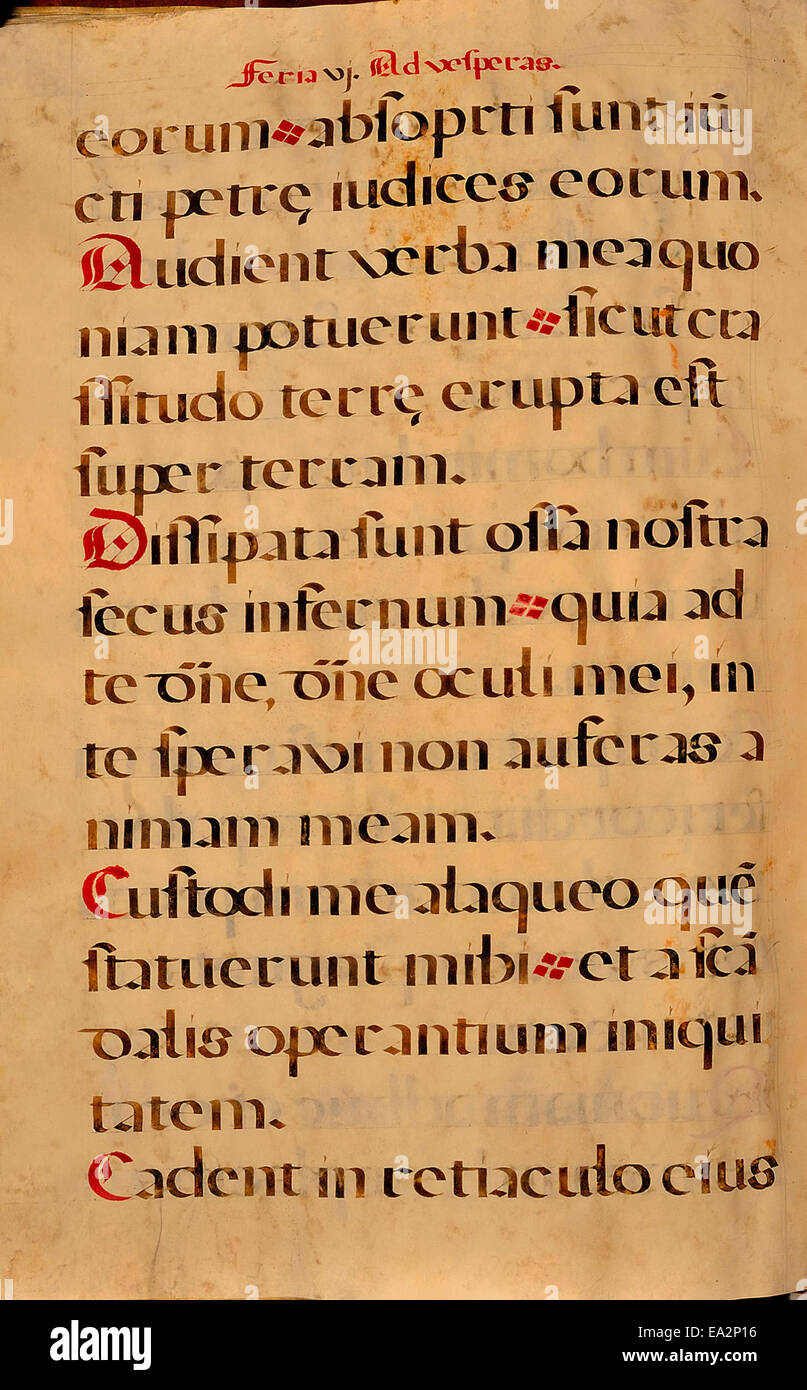 A page from a Spanish chant manuscript, featuring Latin text used in ...