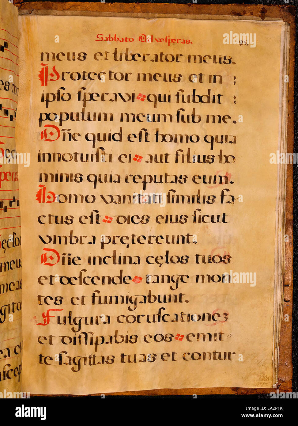 A page from a Spanish chant manuscript, displaying the musical notation ...
