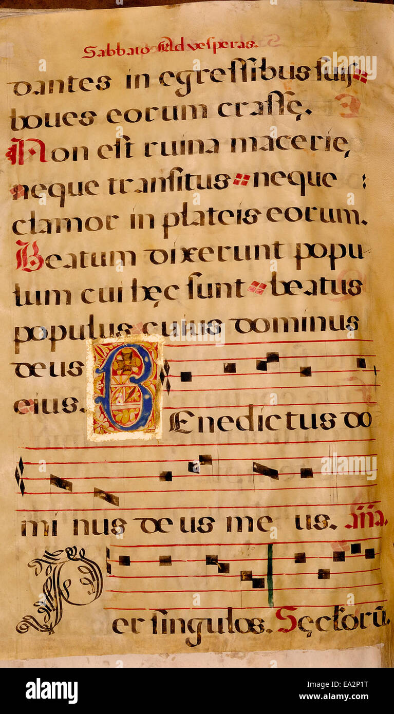 Page 179 of the Spanish Chant Manuscript, featuring a page of medieval ...