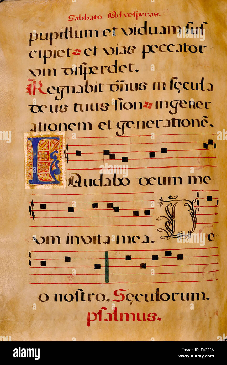 A page from a Spanish chant manuscript, featuring Latin chants used in ...