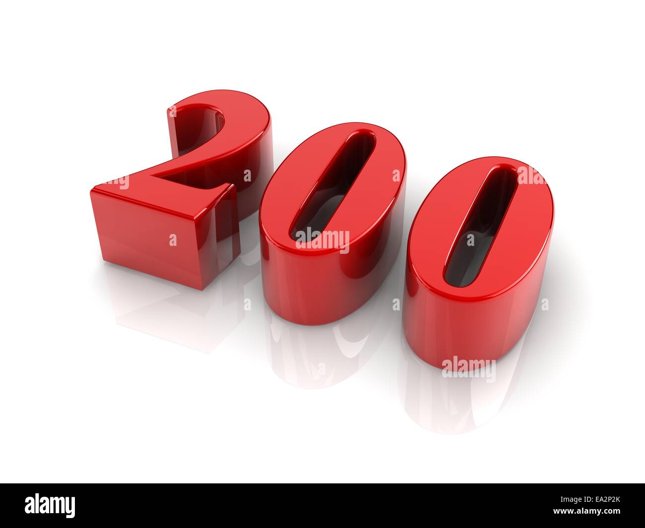 red reflective number 200 on white background Stock Photo - Alamy