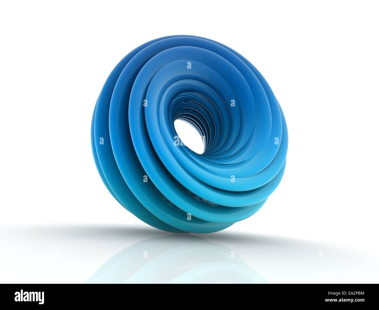 3D blue metallic curve surface shape isolated on white background Stock ...