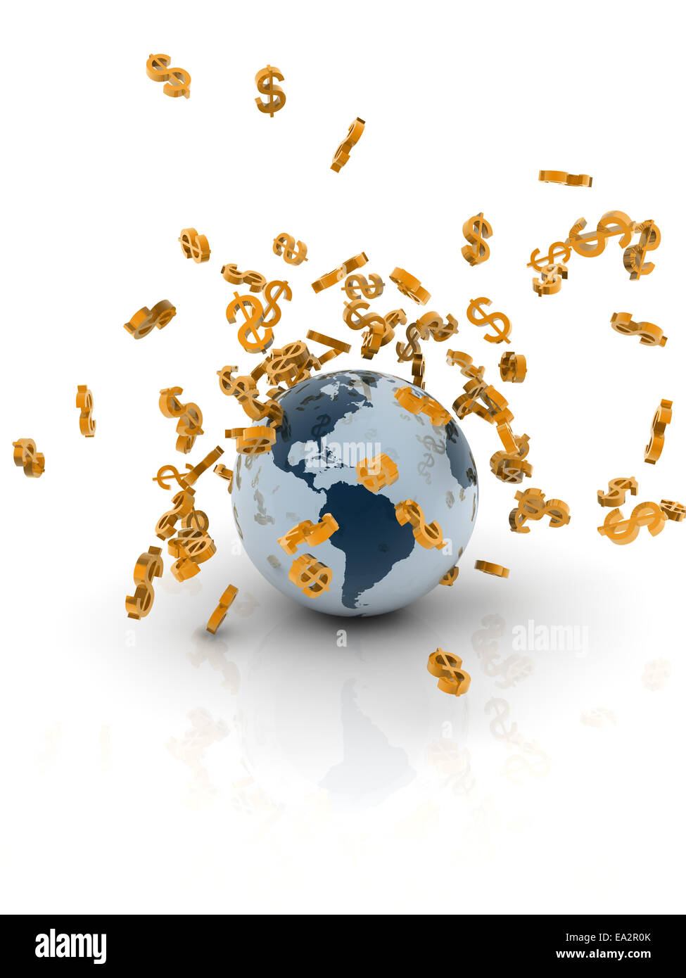 earth sphere and $ symbol on white background Stock Photo - Alamy