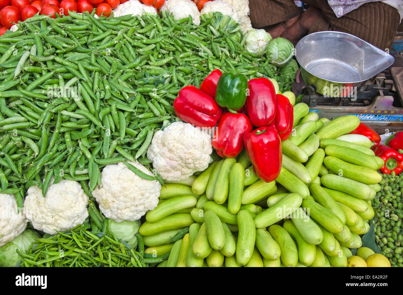 various fresh vegetables in asia street market bazaar, India Stock ...
