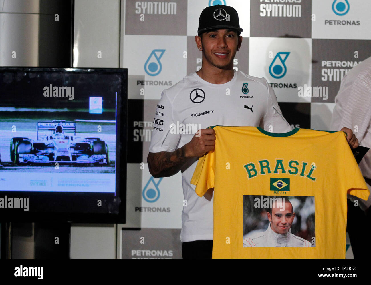 Sao Paulo, Brazil. 5th Nov, 2014. The British pilot Lewis Hamilton of ...