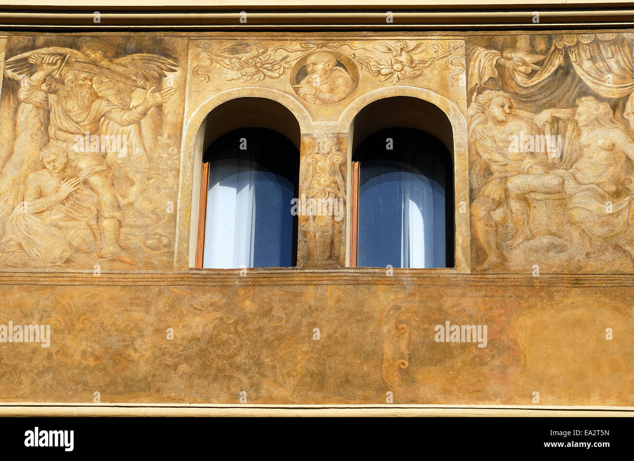 Czech Republic, Prague windows and fresco in Old Town Stock Photo - Alamy