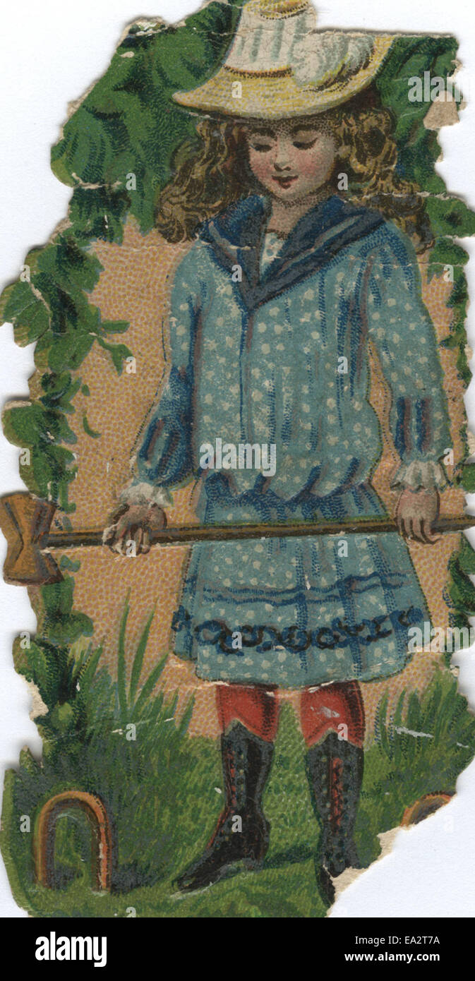 A cutout illustration showing a girl playing croquet, a popular ...