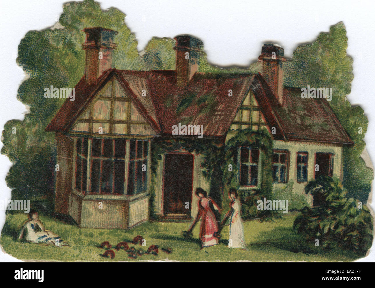 A cutout artwork depicting women playing croquet, a popular Victorian ...