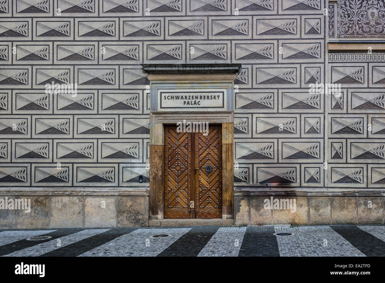 black-and-white sgraffito decorations on the walls of Schwarzenberg ...