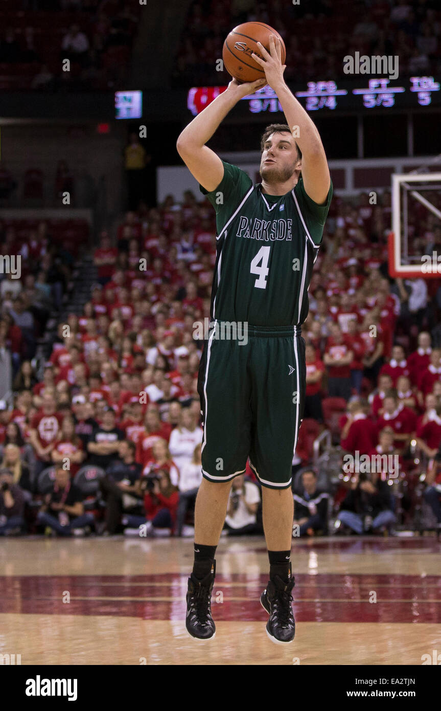 November 5, 2014: UW-Parkside guard Jordan Mach #4 shoots a 3pt shot ...