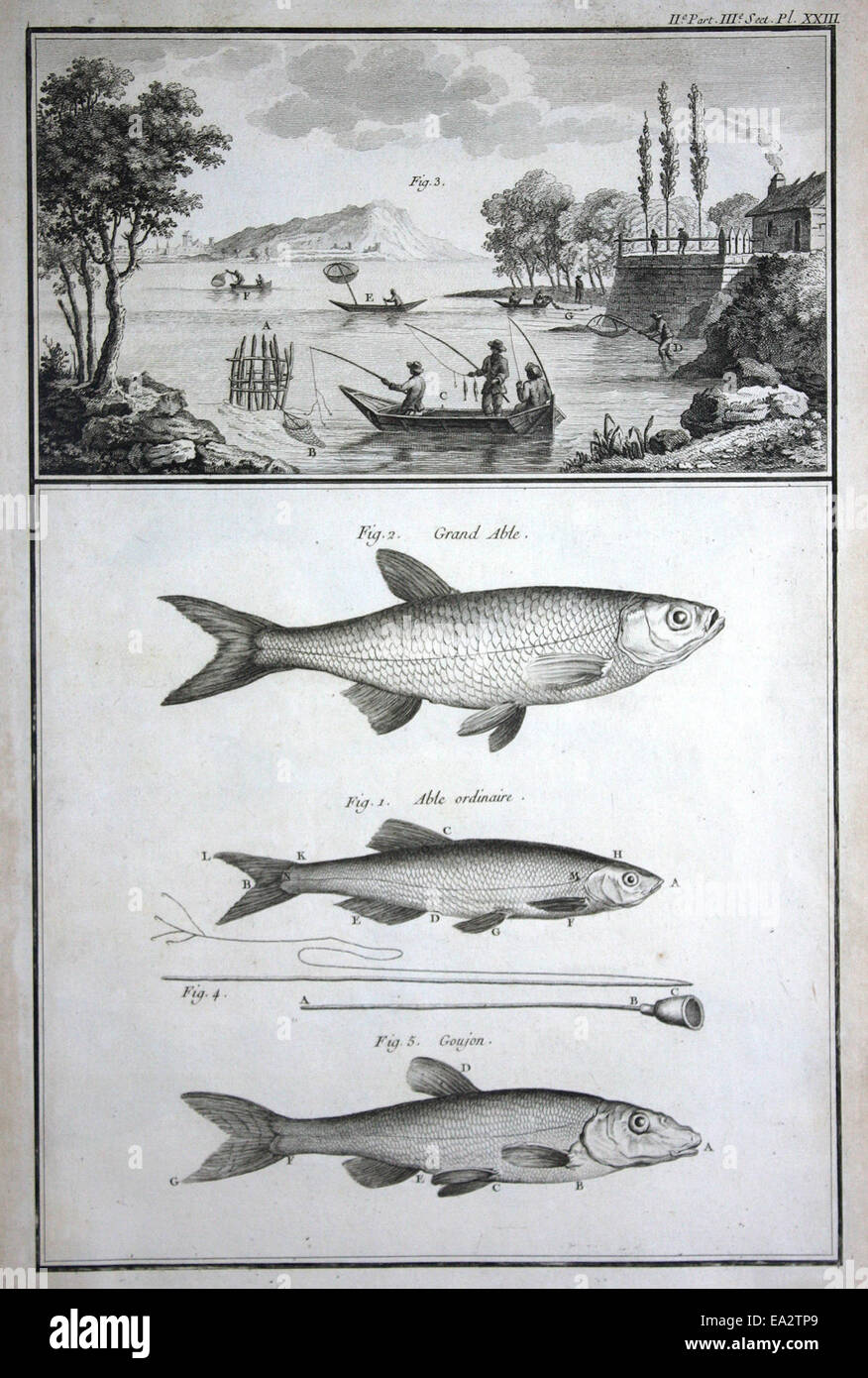 This image illustrates various fishing techniques used in rivers ...