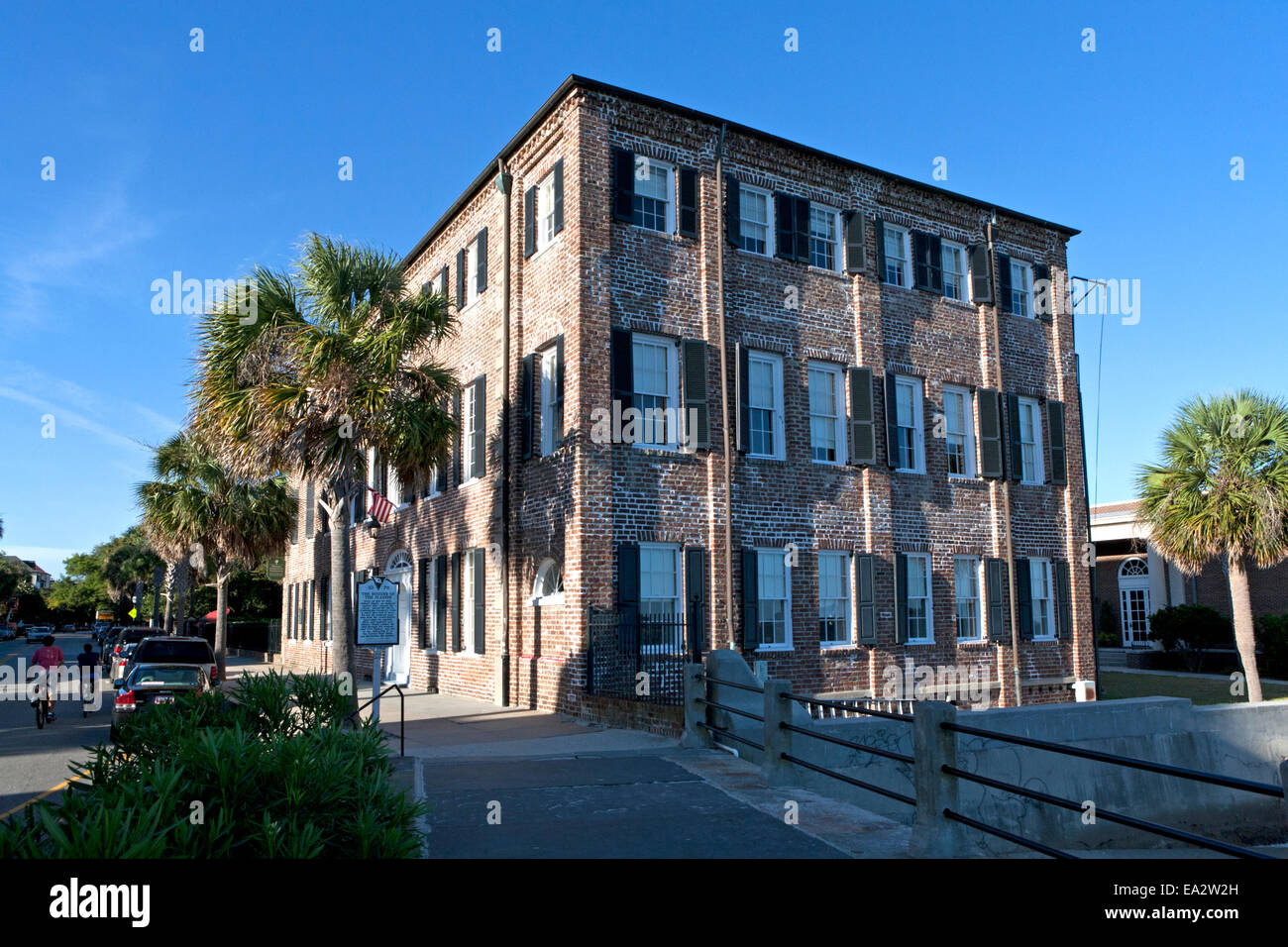 Brick building in Charleston, SC. with historical marker for the ...