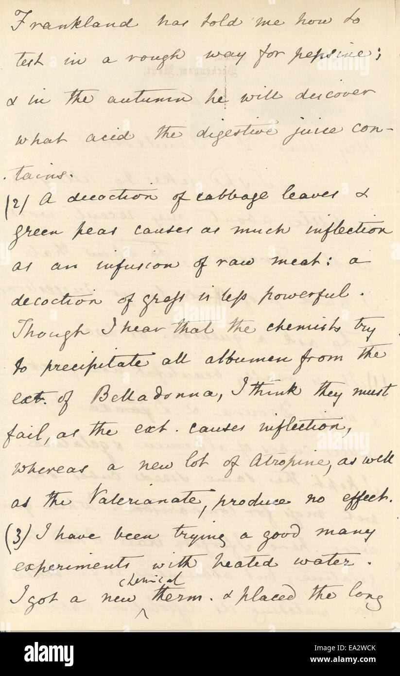 This letter, written by Charles Darwin to John Burdon-Sanderson, is ...