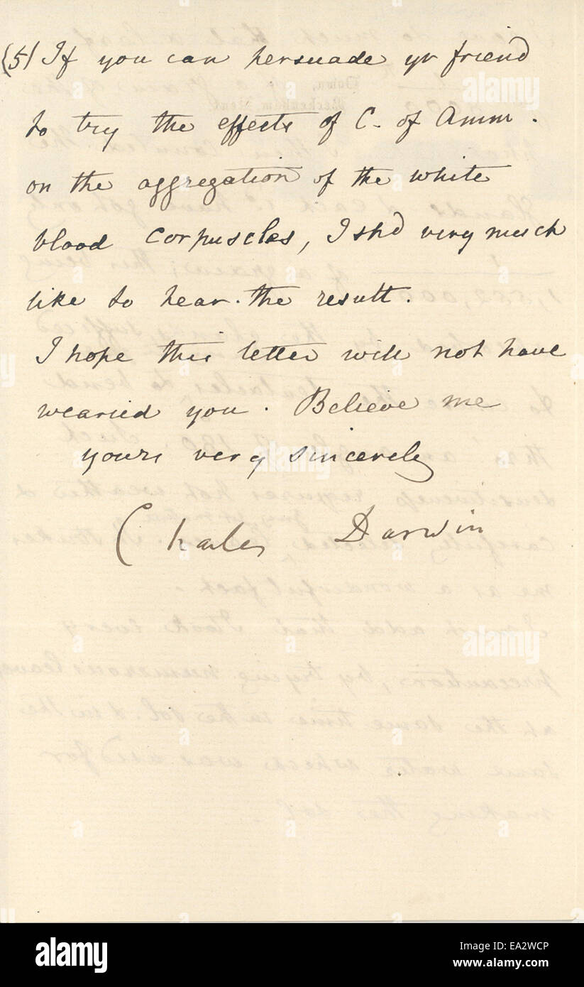 A letter from Charles Darwin to John Burdon-Sanderson, dated July 25 ...