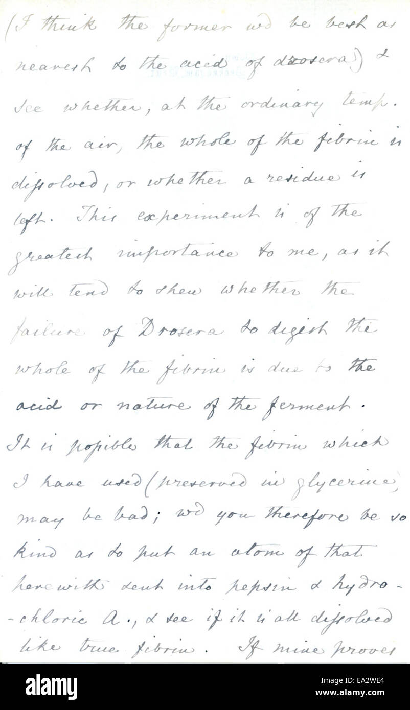 This letter from Charles Darwin to John Burdon-Sanderson, dated May 14 ...