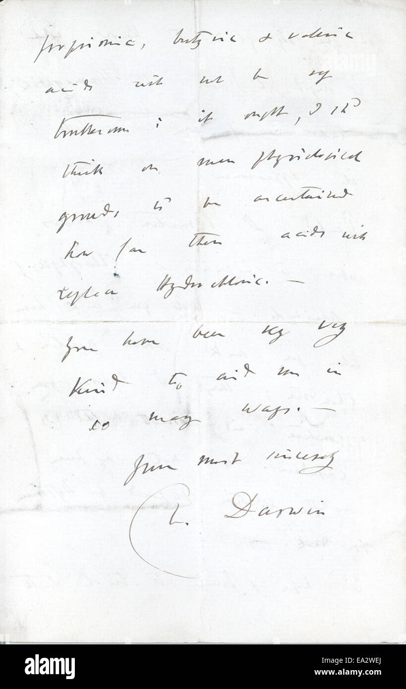 A letter from Charles Darwin to John Burdon-Sanderson, dated November ...