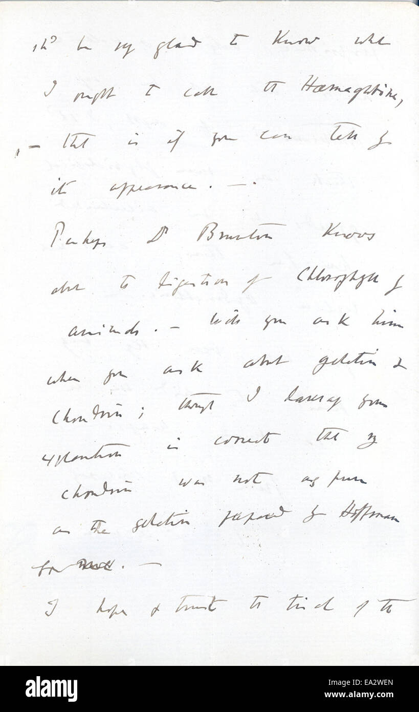 This letter from Charles Darwin to John Burdon-Sanderson, dated ...