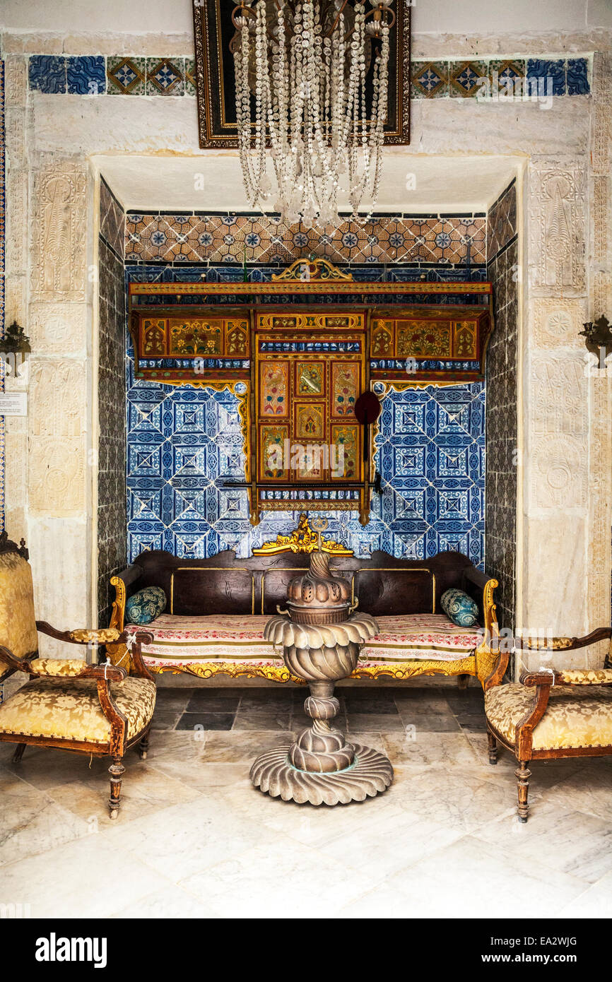 Ante room to the children's bedrooms in the Museum Dar Essid in Sousse ...