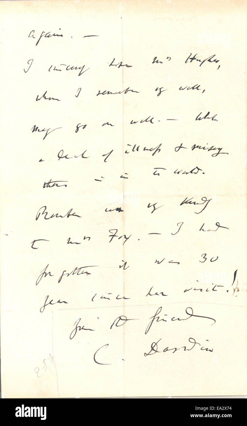 A letter written by Charles Darwin to William Darwin Fox, dated May 26 ...