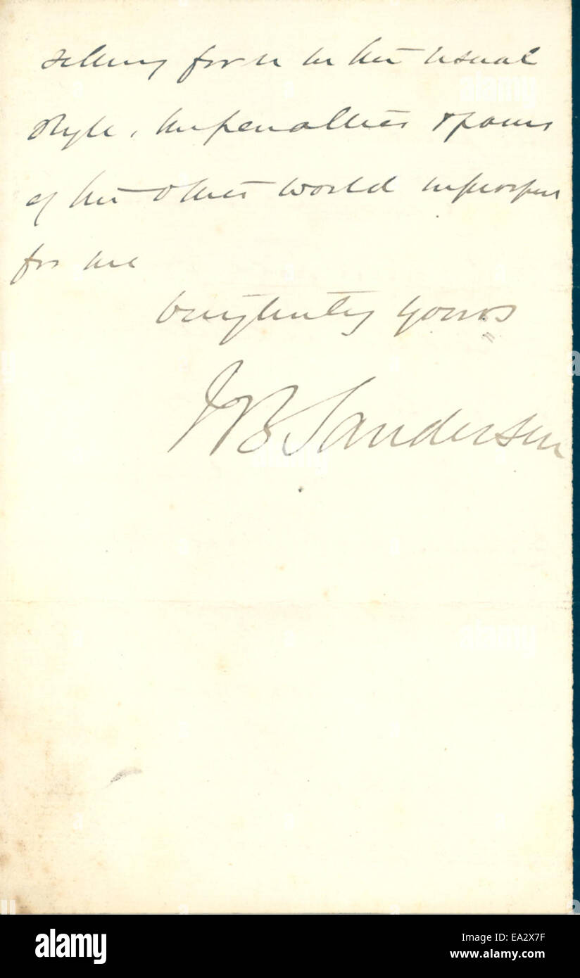 A letter from John Burdon-Sanderson to Charles Darwin, dated April 23 ...
