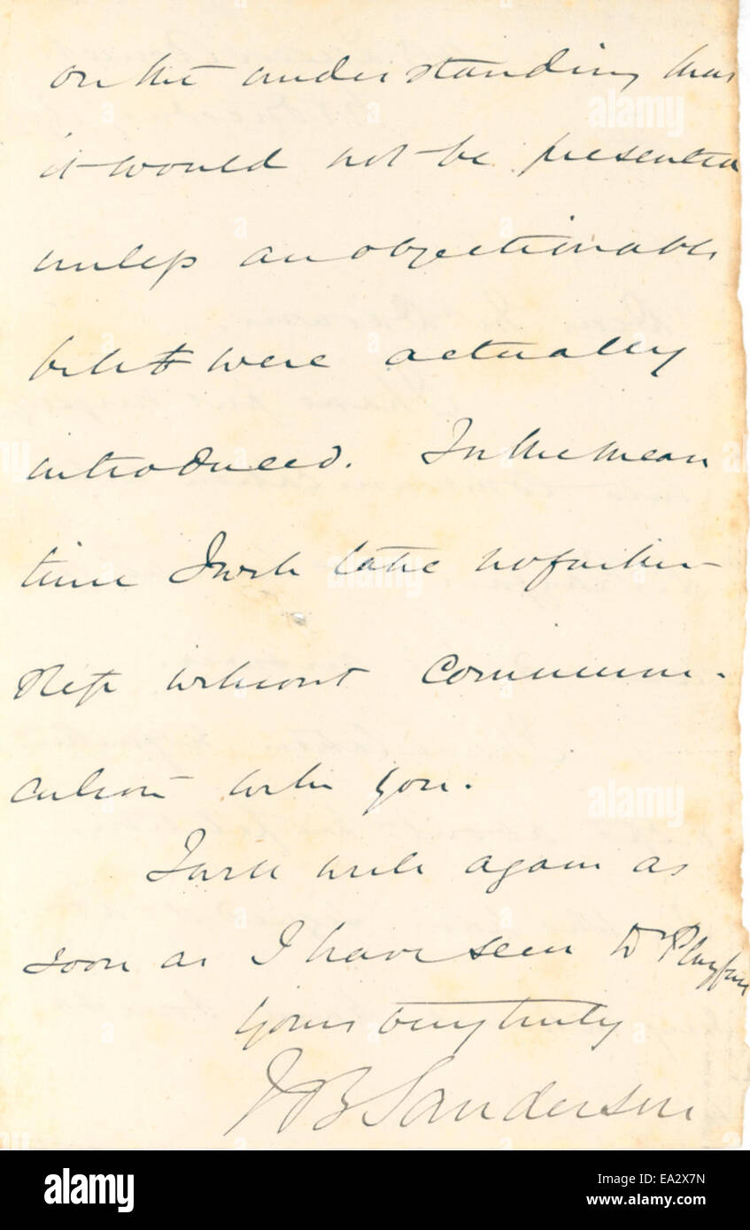 A letter from John Burdon-Sanderson to Charles Darwin, dated April 28 ...