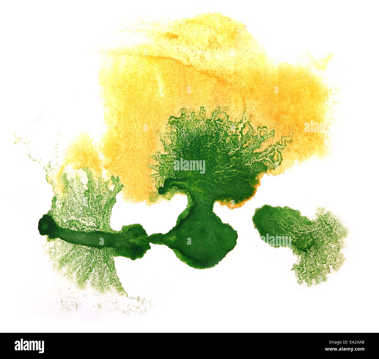 art watercolor yellow, green ink paint blob watercolour splash c Stock ...
