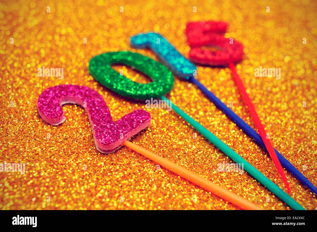glittering numbers of different colors forming the number 2015, as the ...