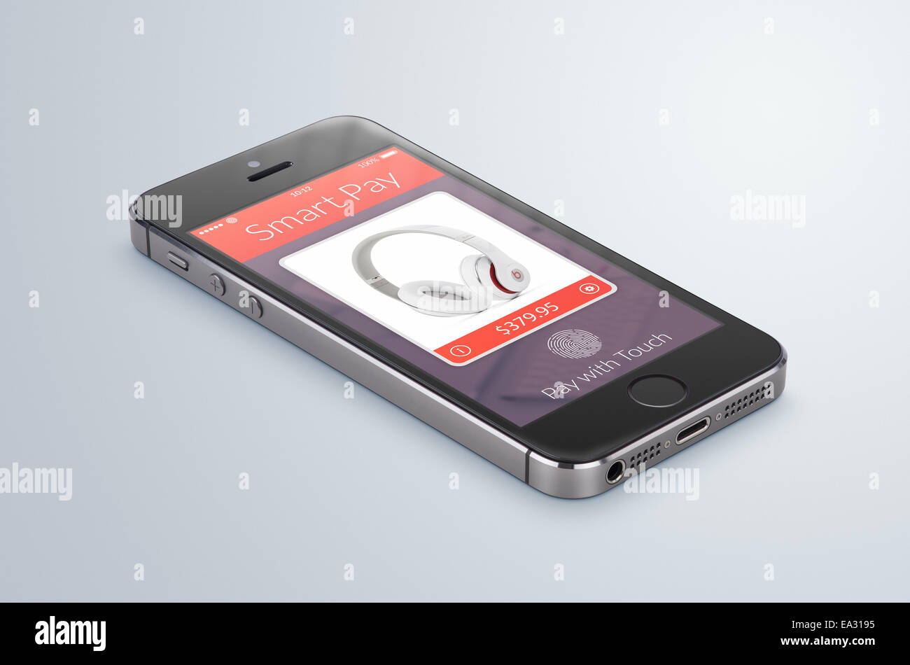 Black modern smartphone with nfc smart pay application on the screen ...