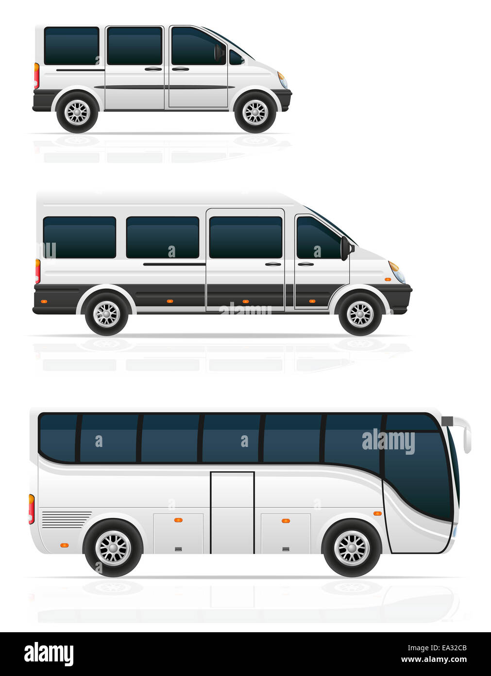 large and small buses for passenger transport illustration isolated on ...