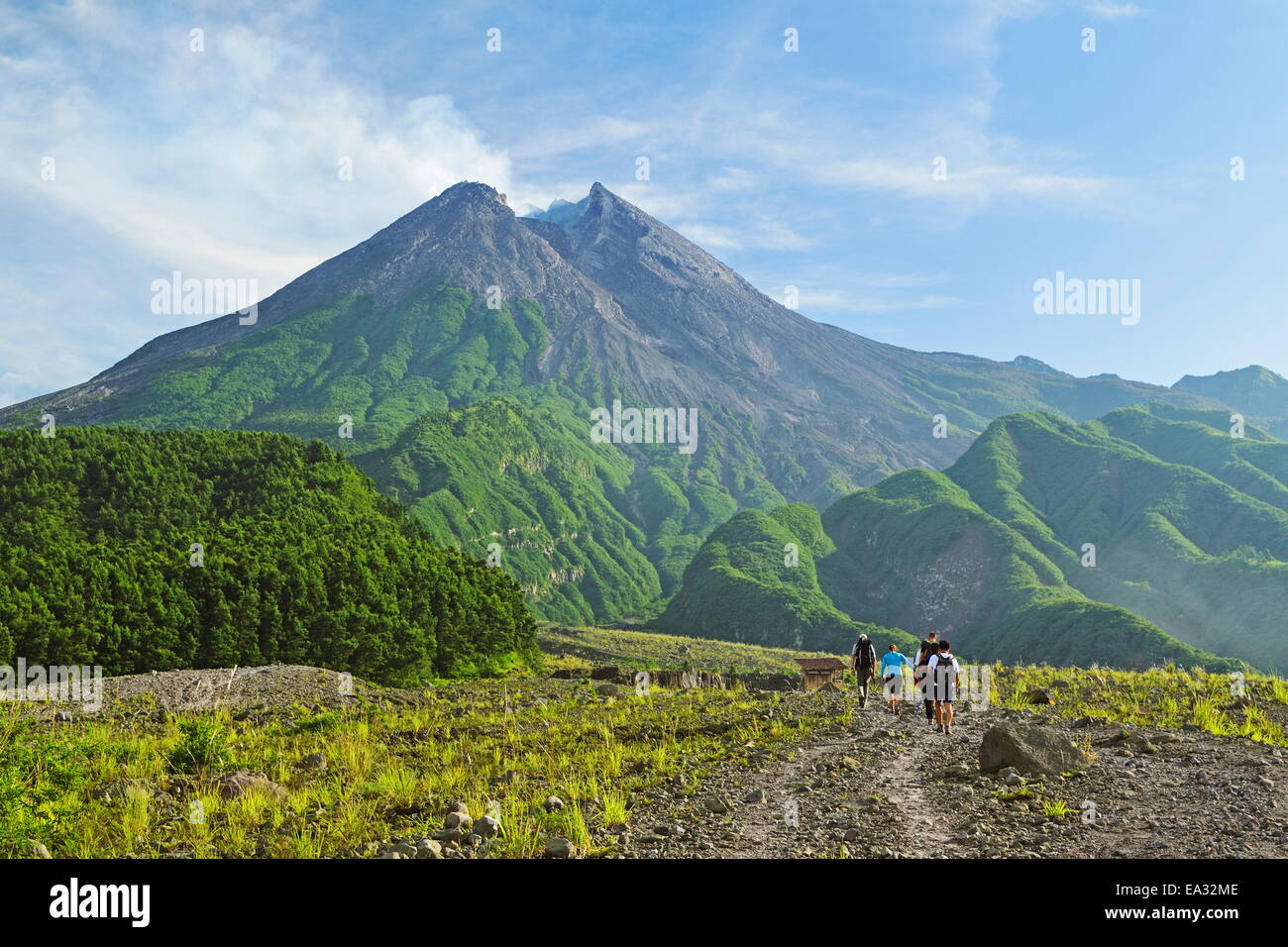 Hikers at Mount Merapi, Java, Indonesia, Southeast Asia, Asia Stock ...