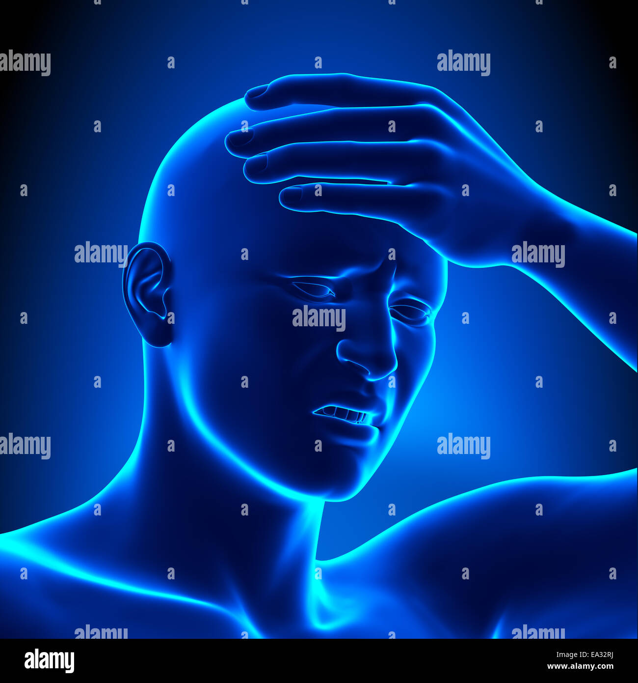 Man having a headache Stock Photo - Alamy